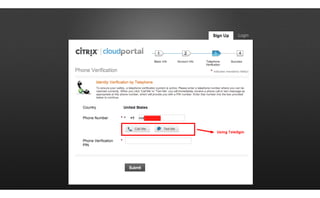 Phone verification-based fraud protection in Citrix CloudPortal using ...