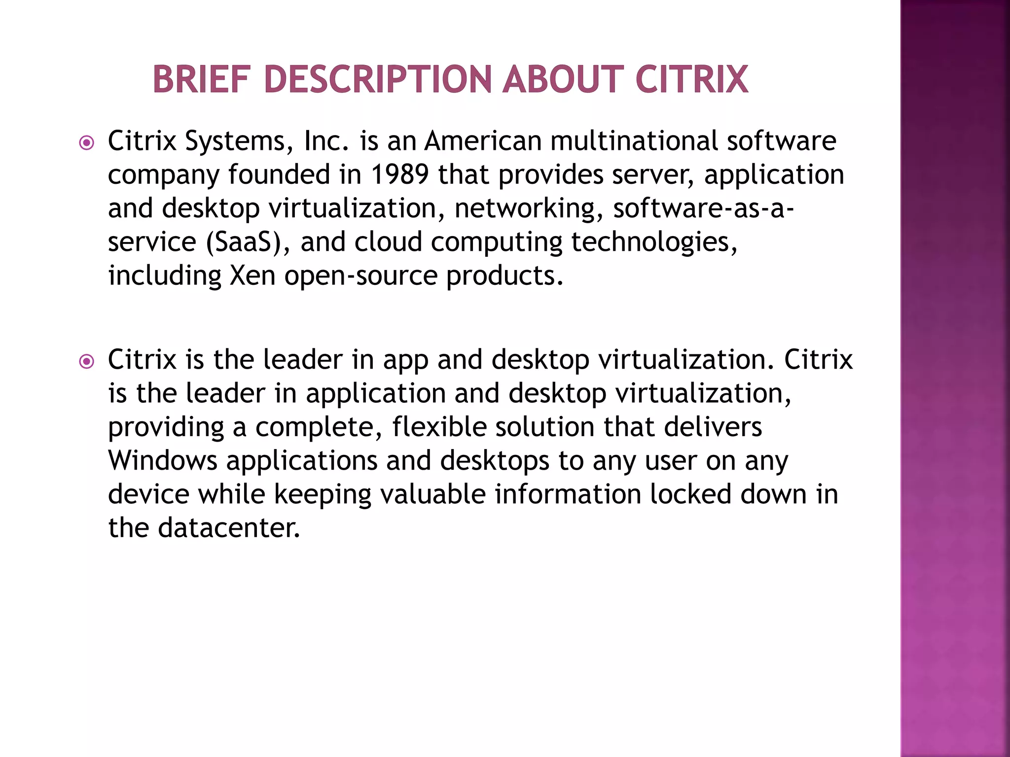 Windows Citrix environment | PPT