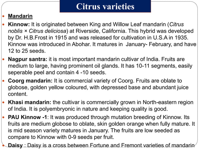 Advances in breeding of citrus crop | PPTX
