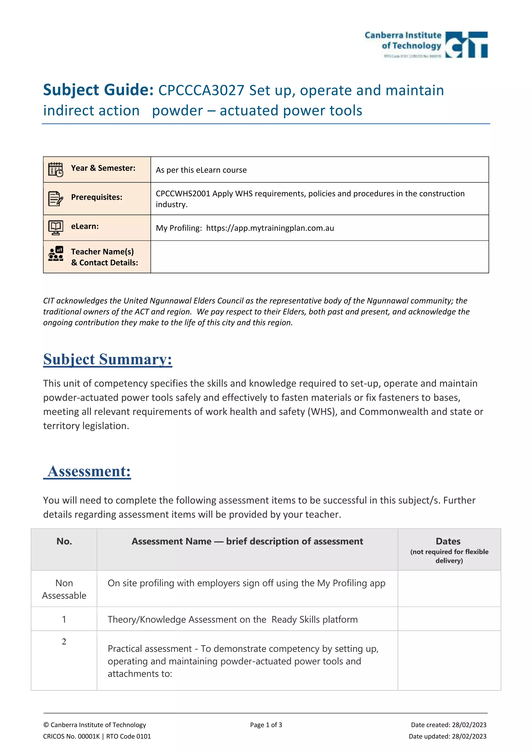 CIT Subject Guide EPT | DOCX | Woodworking | Arts and Crafts
