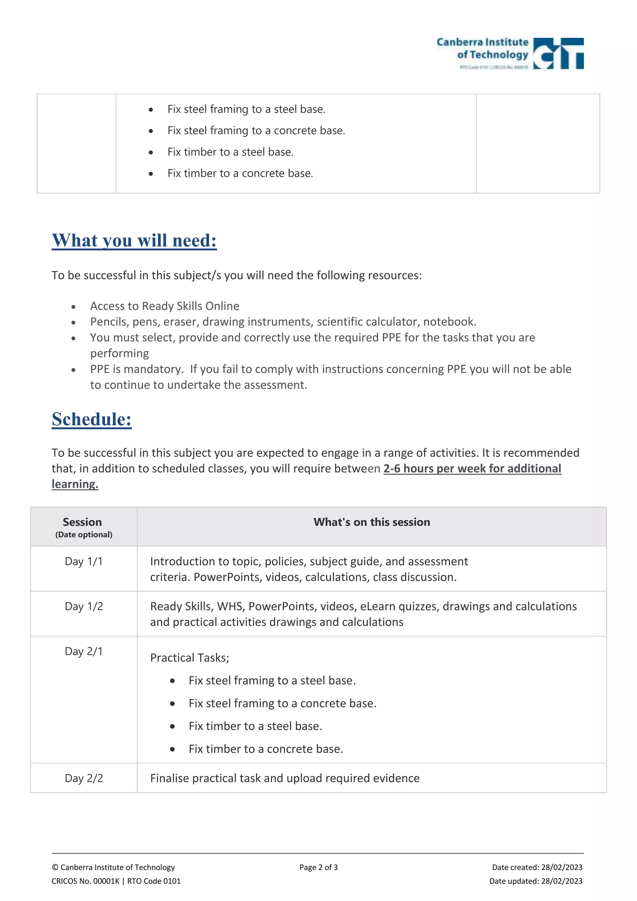 CIT Subject Guide EPT | DOCX | Woodworking | Arts and Crafts
