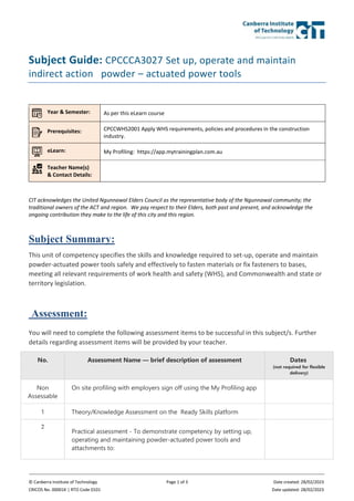 CIT Subject Guide EPT | DOCX | Woodworking | Arts and Crafts