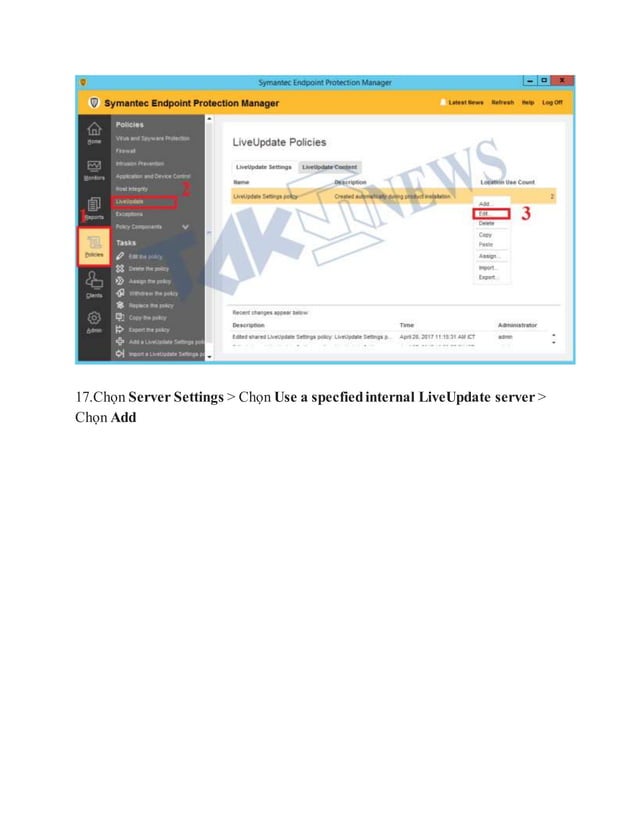 Cài đặt và cấu hình symantec live update administrator | DOCX