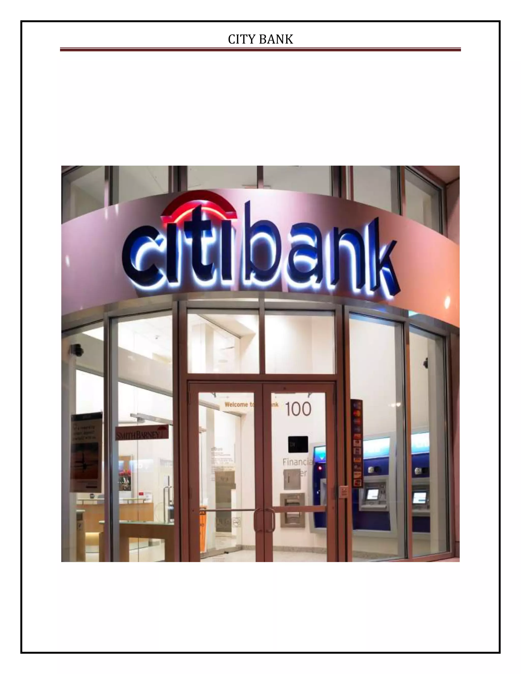 CITI BANK PROJECT MCOM PART 1 | DOCX