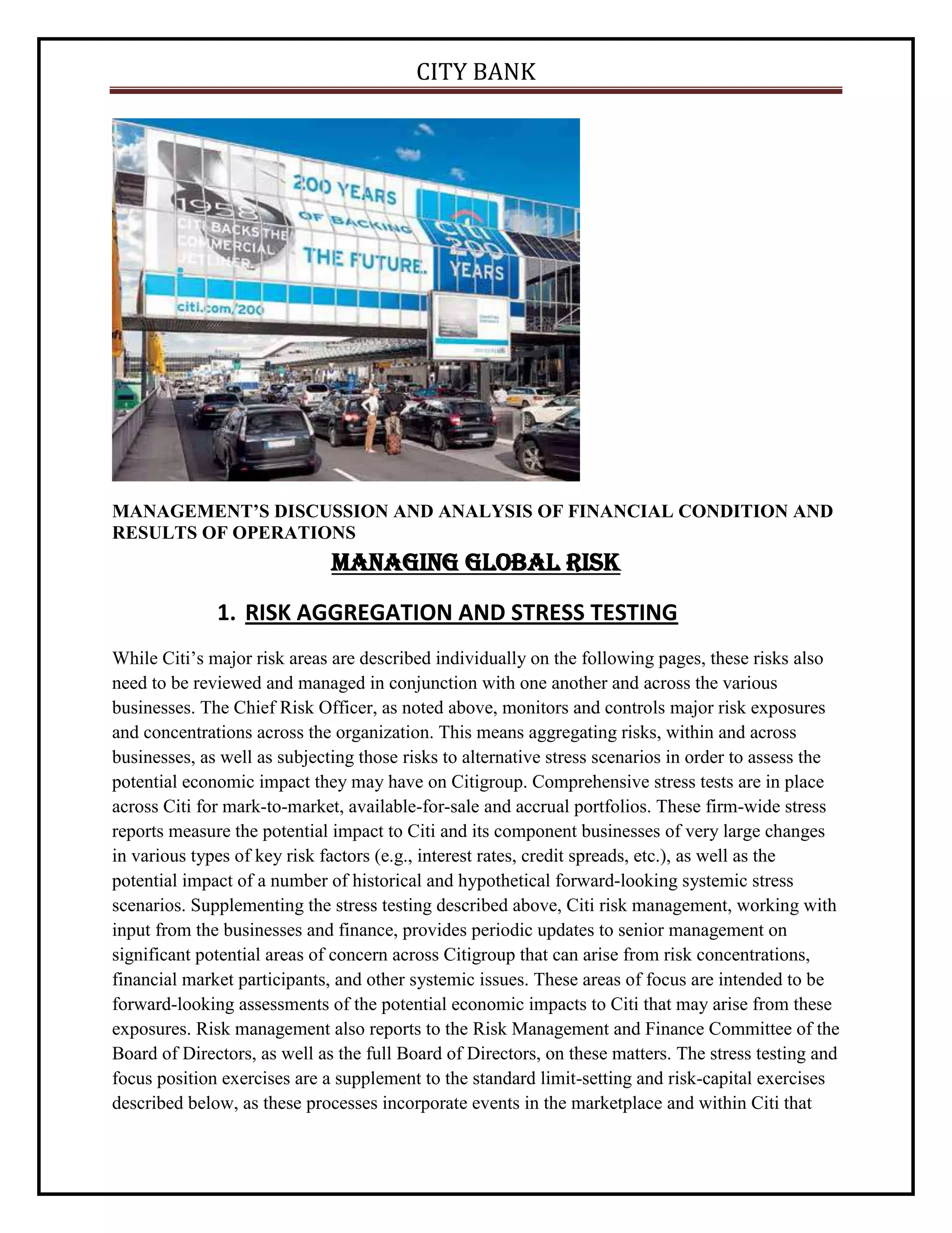 CITI BANK PROJECT MCOM PART 1 | DOCX
