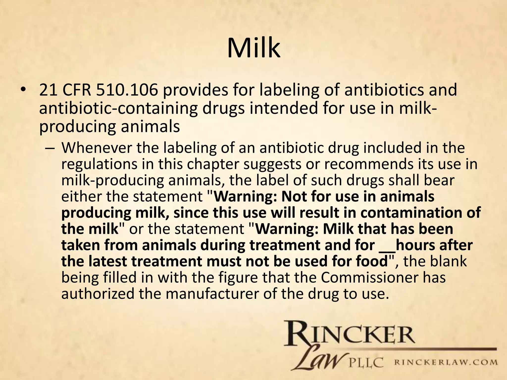 Overview of Laws Regulating Antibiotics in Livestock & Policy Positions ...