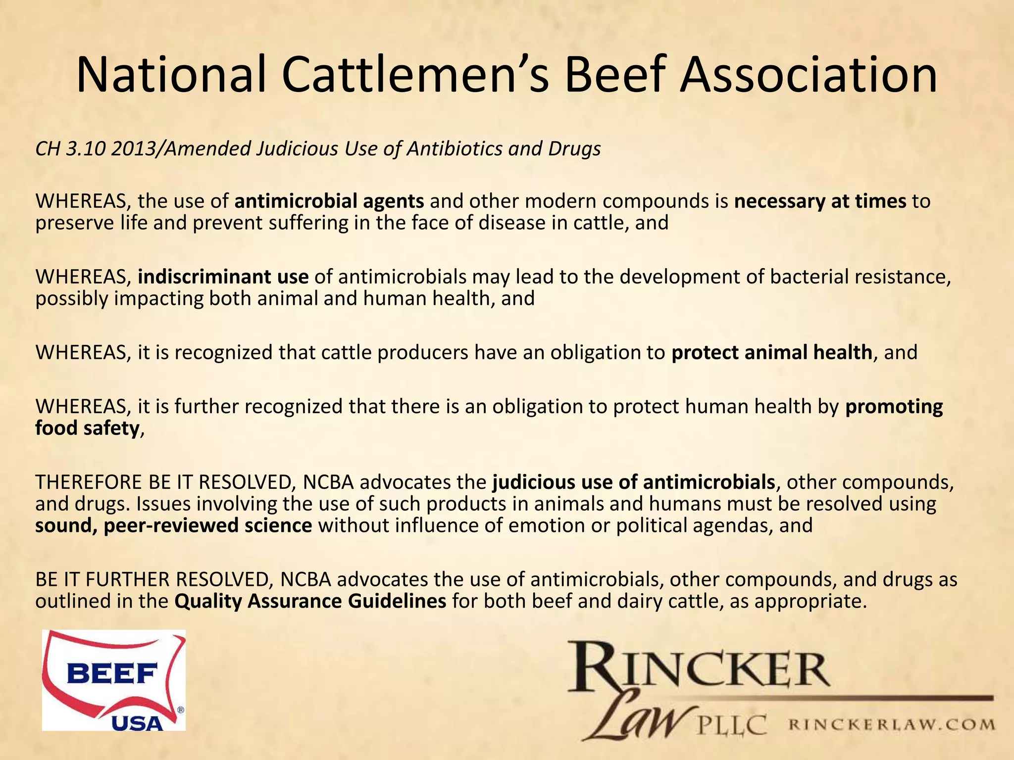 Overview of Laws Regulating Antibiotics in Livestock & Policy Positions ...