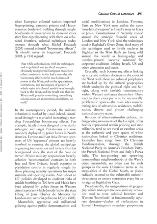 Graham, Stephen. "Cities as battlespace: the new military urbanism ...