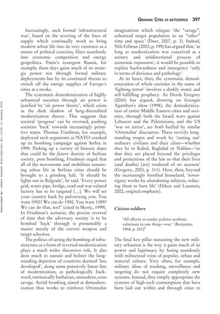 Graham, Stephen. "Cities as battlespace: the new military urbanism ...