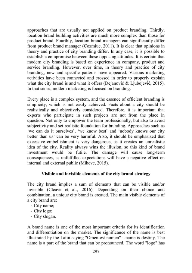 City branding strategy as a condition for activating development ...