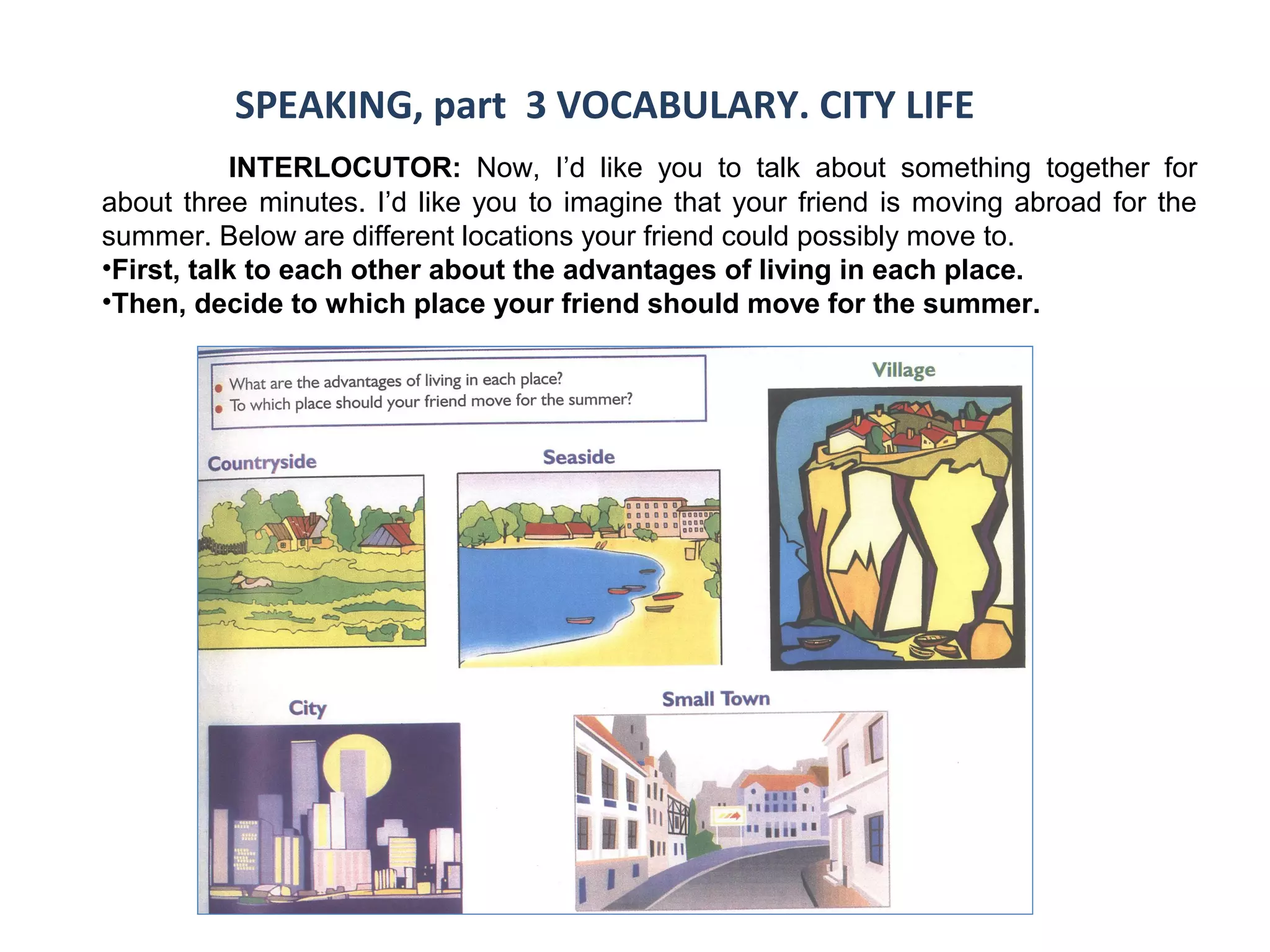 SPEAKING, PARTS 2, AND 4. CITY LIFE | PPT