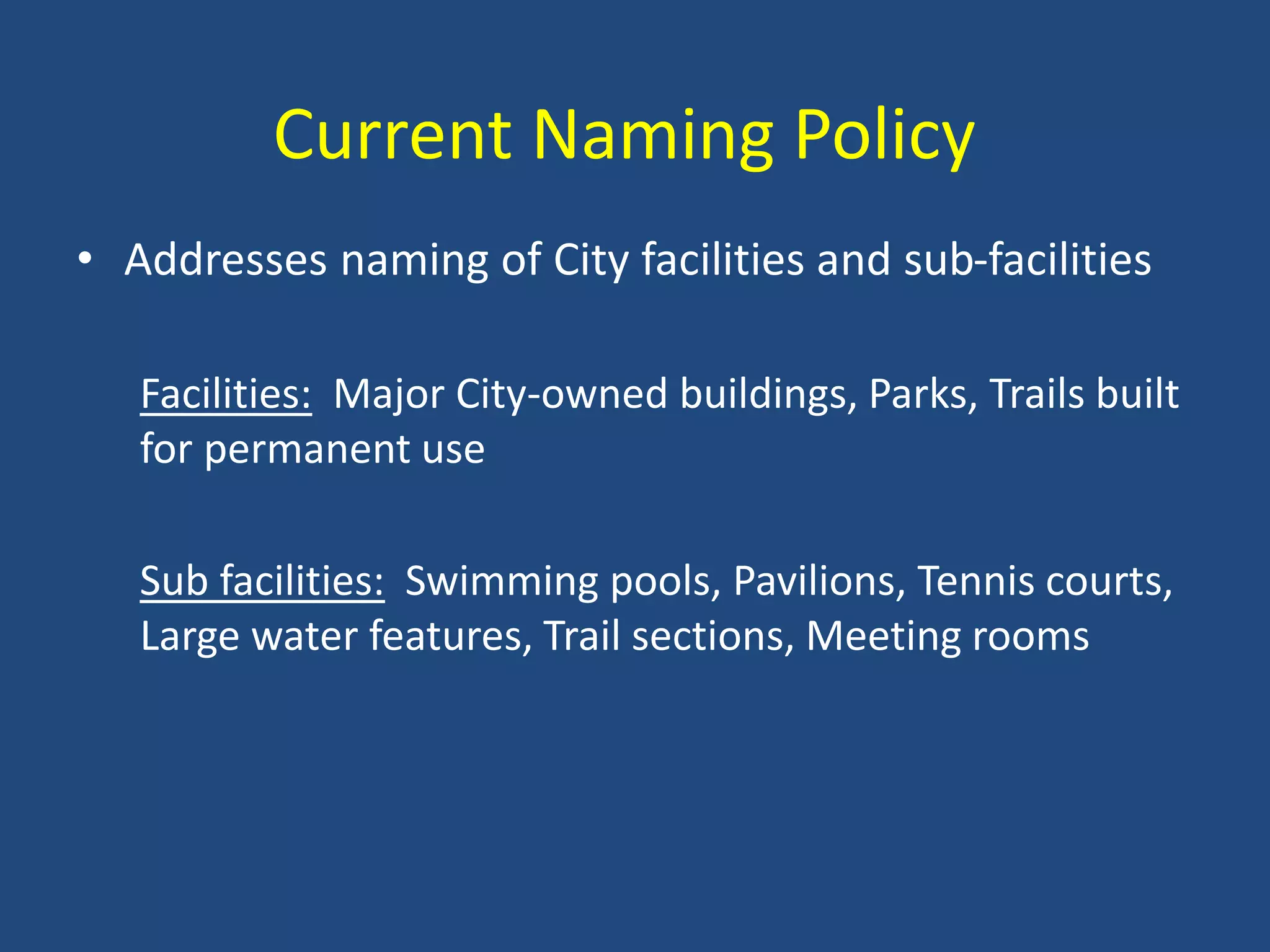 City Naming and Sponsorship Policy | PPTX