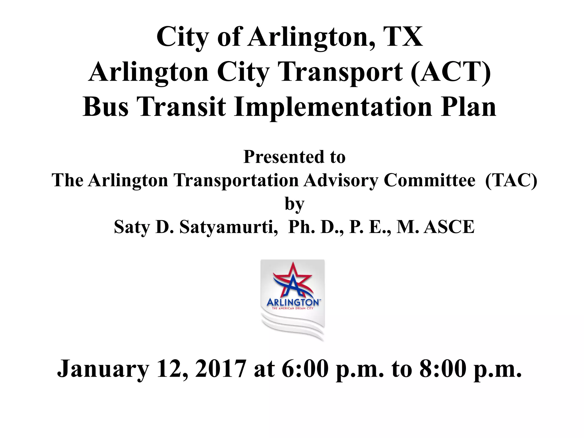 City of arlington bus transit plan tac-jan 12, 2017 | PDF