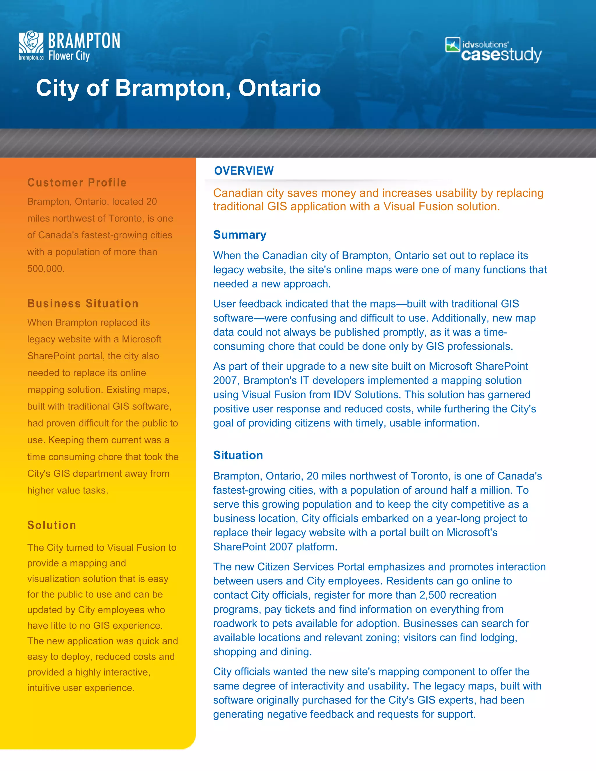 City of Brampton Case Study | PDF