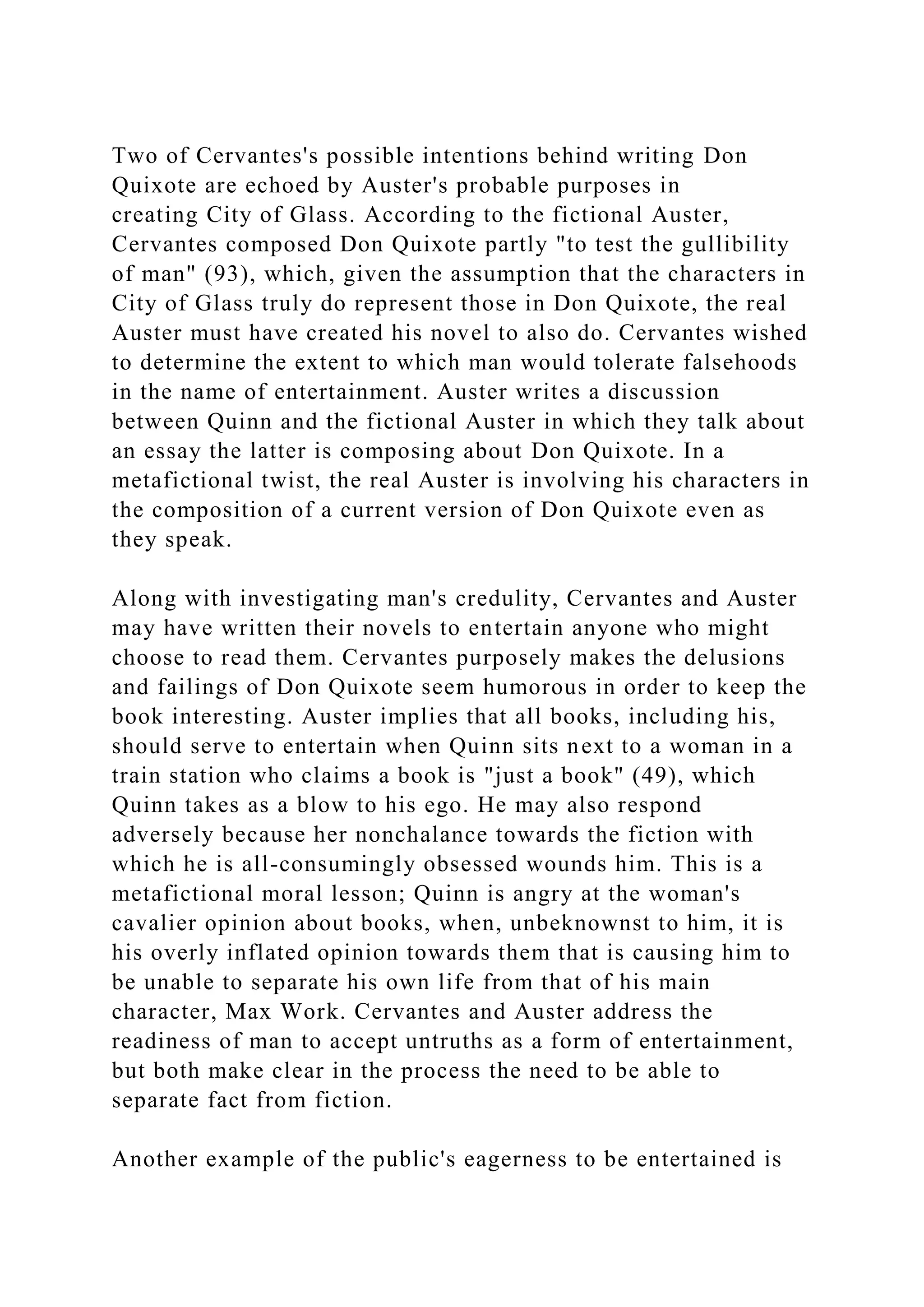 City of Glass Metafictional Similarities to Don QuixoteThe no.docx