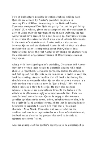 City of Glass Metafictional Similarities to Don QuixoteThe no.docx