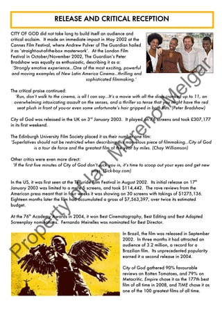 City of God A-Level Film Studies student booklet e-book workbook study ...