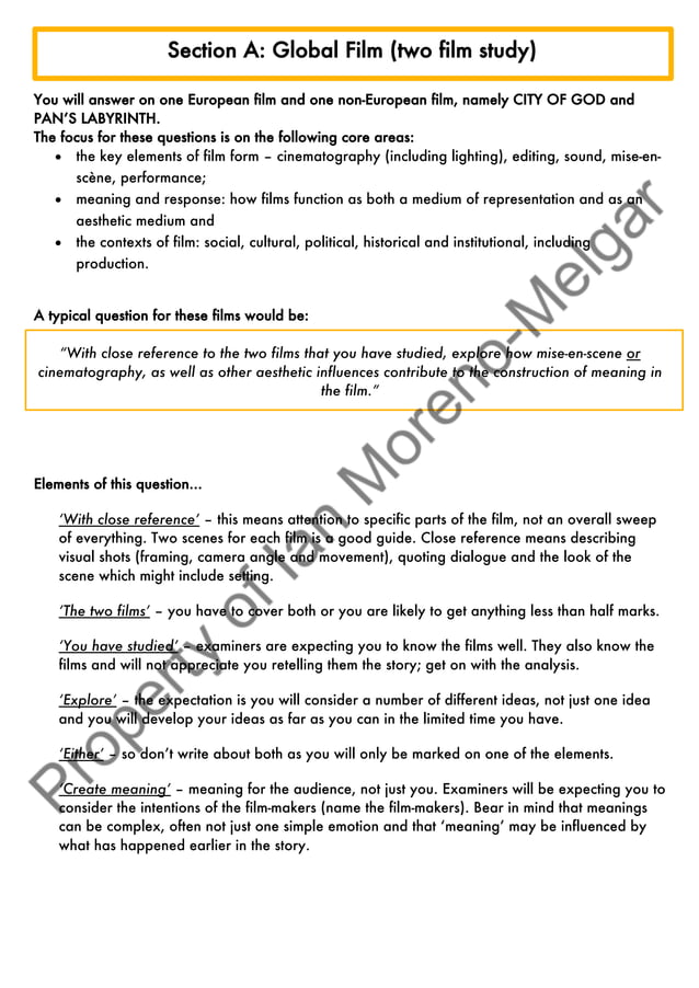 City of God A-Level Film Studies student booklet e-book workbook study ...
