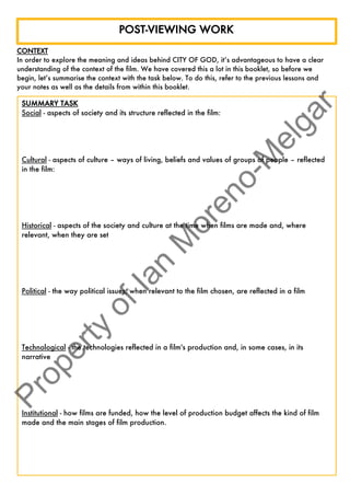 City of God A-Level Film Studies student booklet e-book workbook study ...