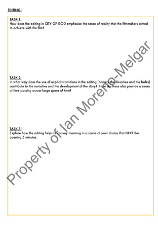 City of God A-Level Film Studies student booklet e-book workbook study ...