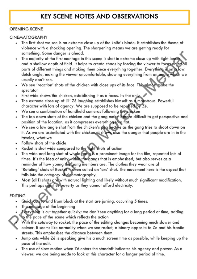 City of God A-Level Film Studies student booklet e-book workbook study ...