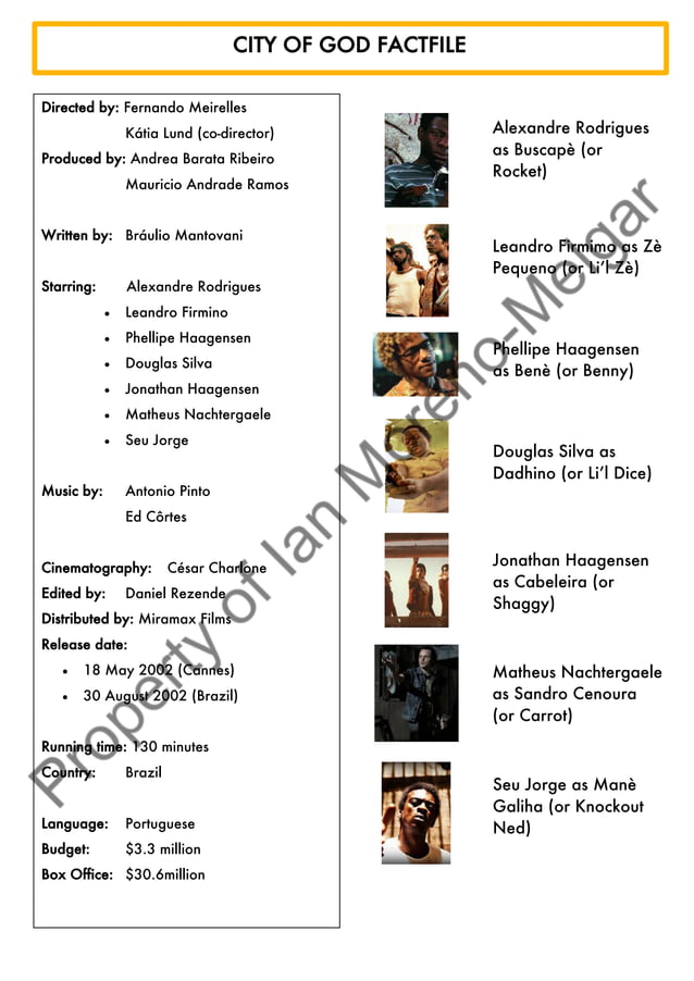 City of God A-Level Film Studies student booklet e-book workbook study ...