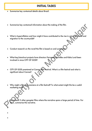 City of God A-Level Film Studies student booklet e-book workbook study ...