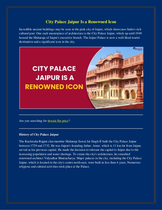 City Palace Jaipur Is a Renowned Icon | PDF