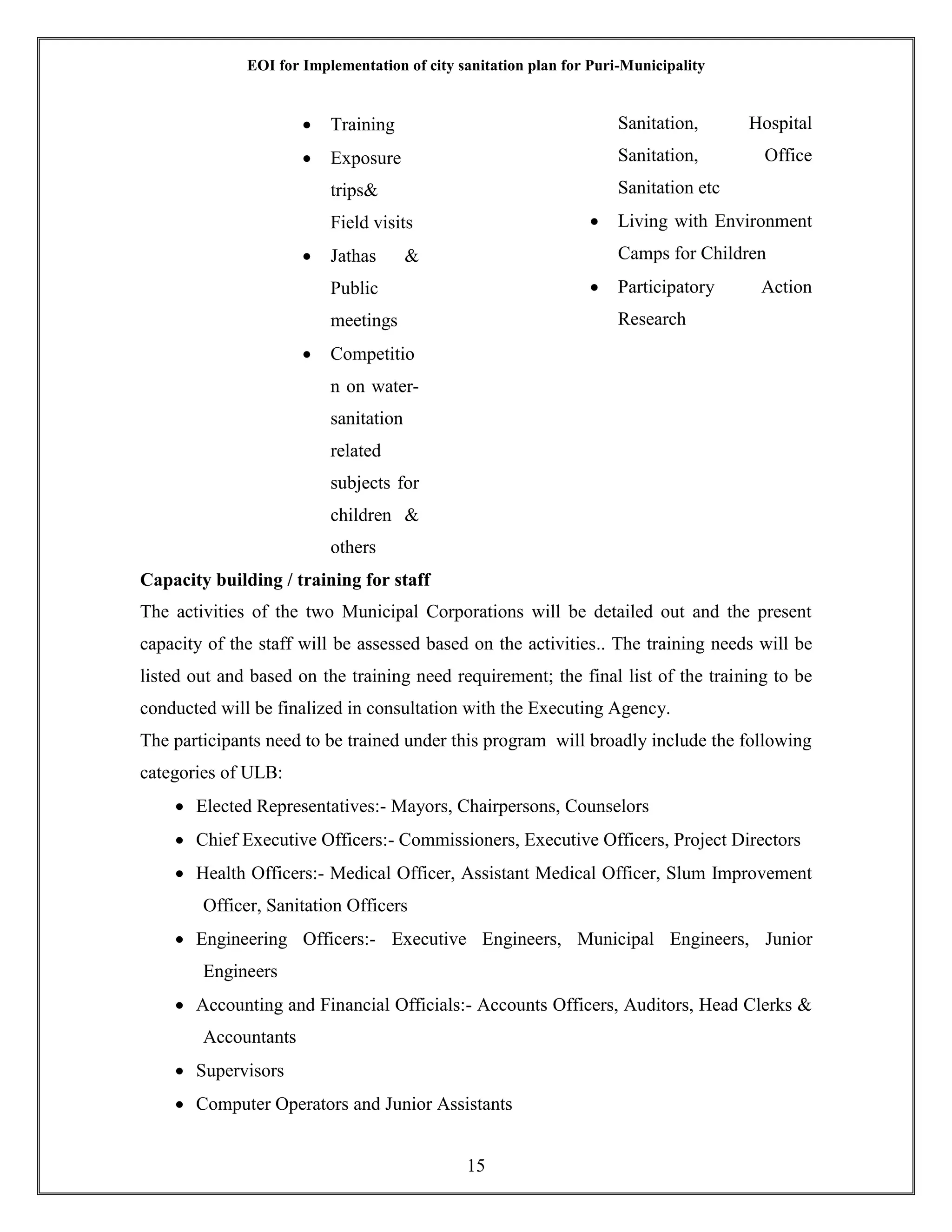 City Sanitation Plan Pdf