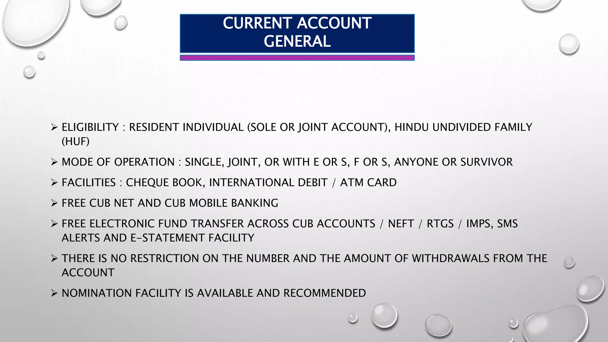 City union bank current account deposit | PPTX