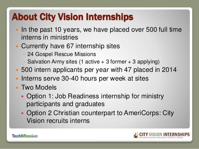 Benefits & Steps to Become a City Vision Internship Site | PPT
