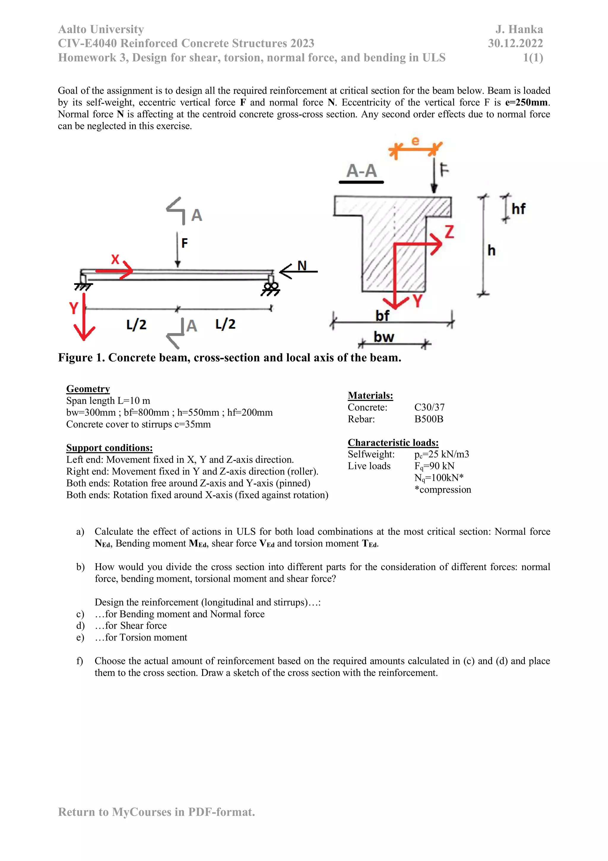 Reinforced concrete Course Assignments, 2023 | PDF