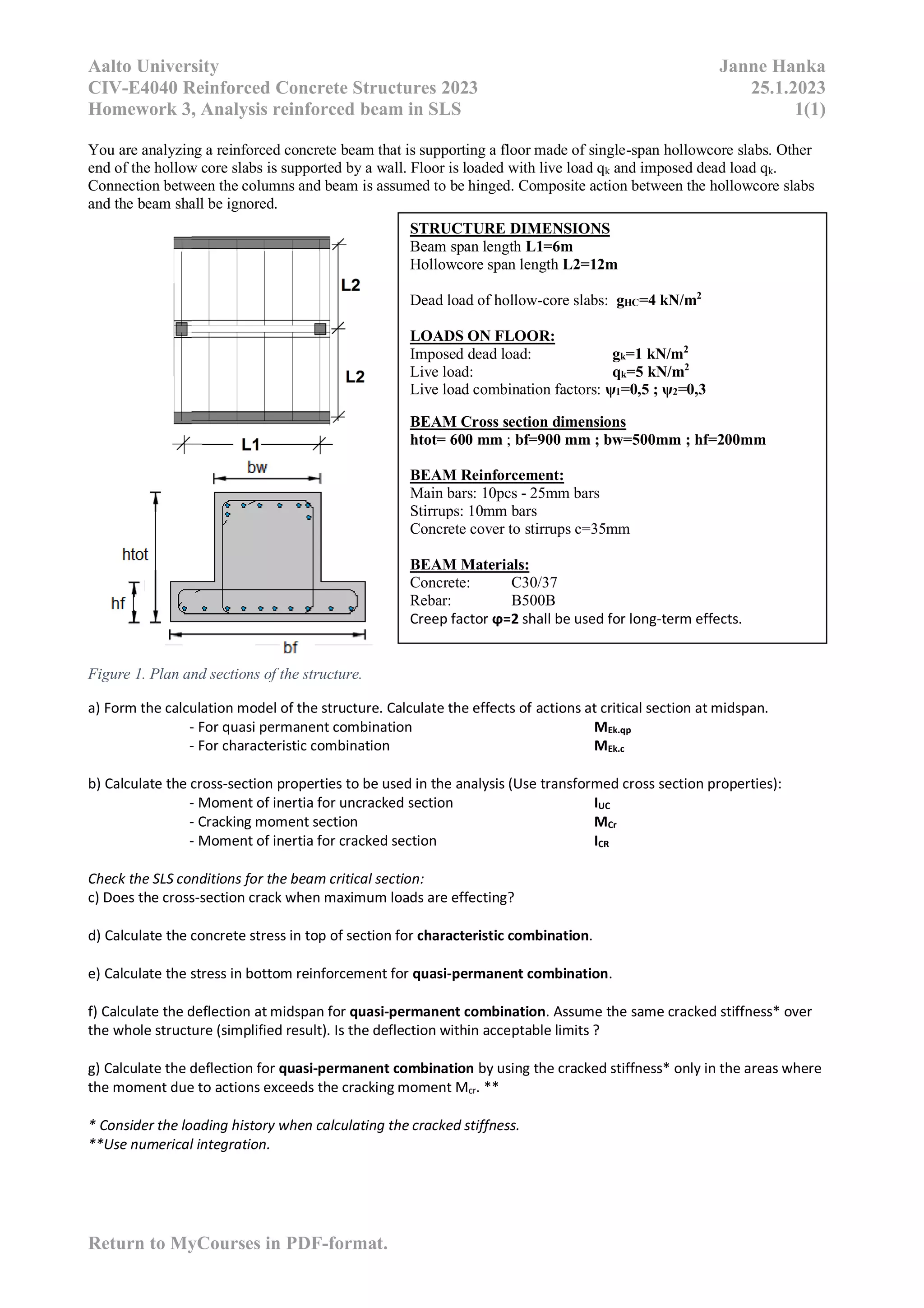 Reinforced concrete Course Assignments, 2023 | PDF