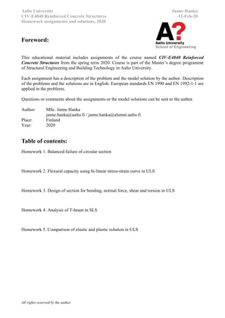 Reinforced concrete Course assignments, 2020 | PDF