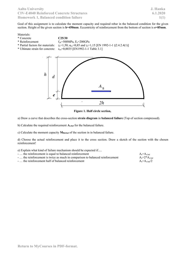 Reinforced concrete Course assignments, 2020 | PDF