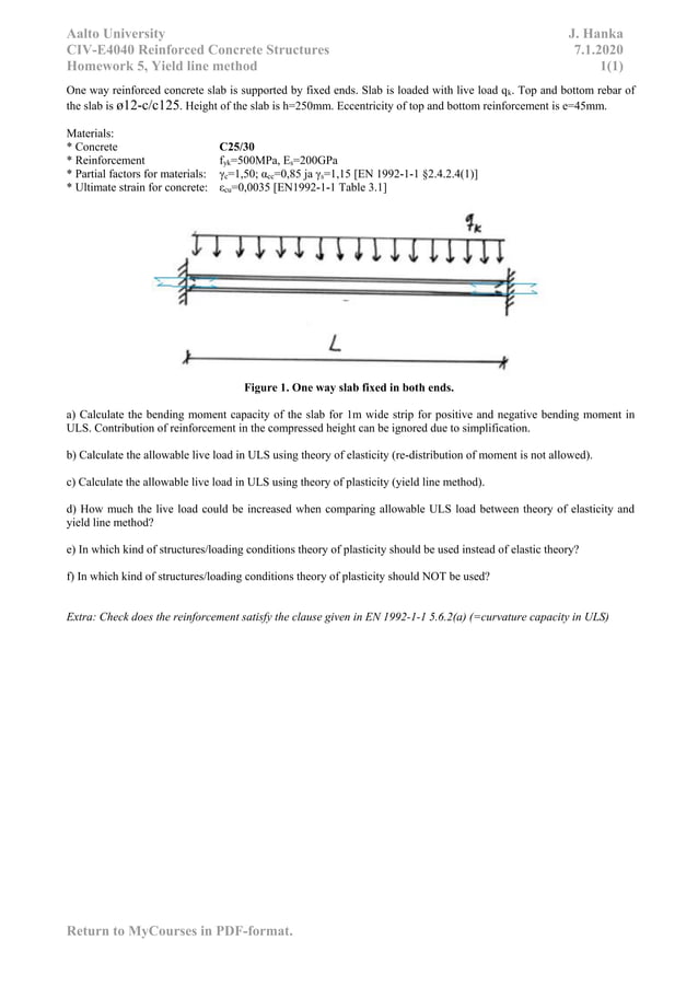 Reinforced concrete Course assignments, 2020 | PDF