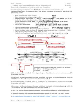 Prestressed concrete course assignments 2018 | PDF