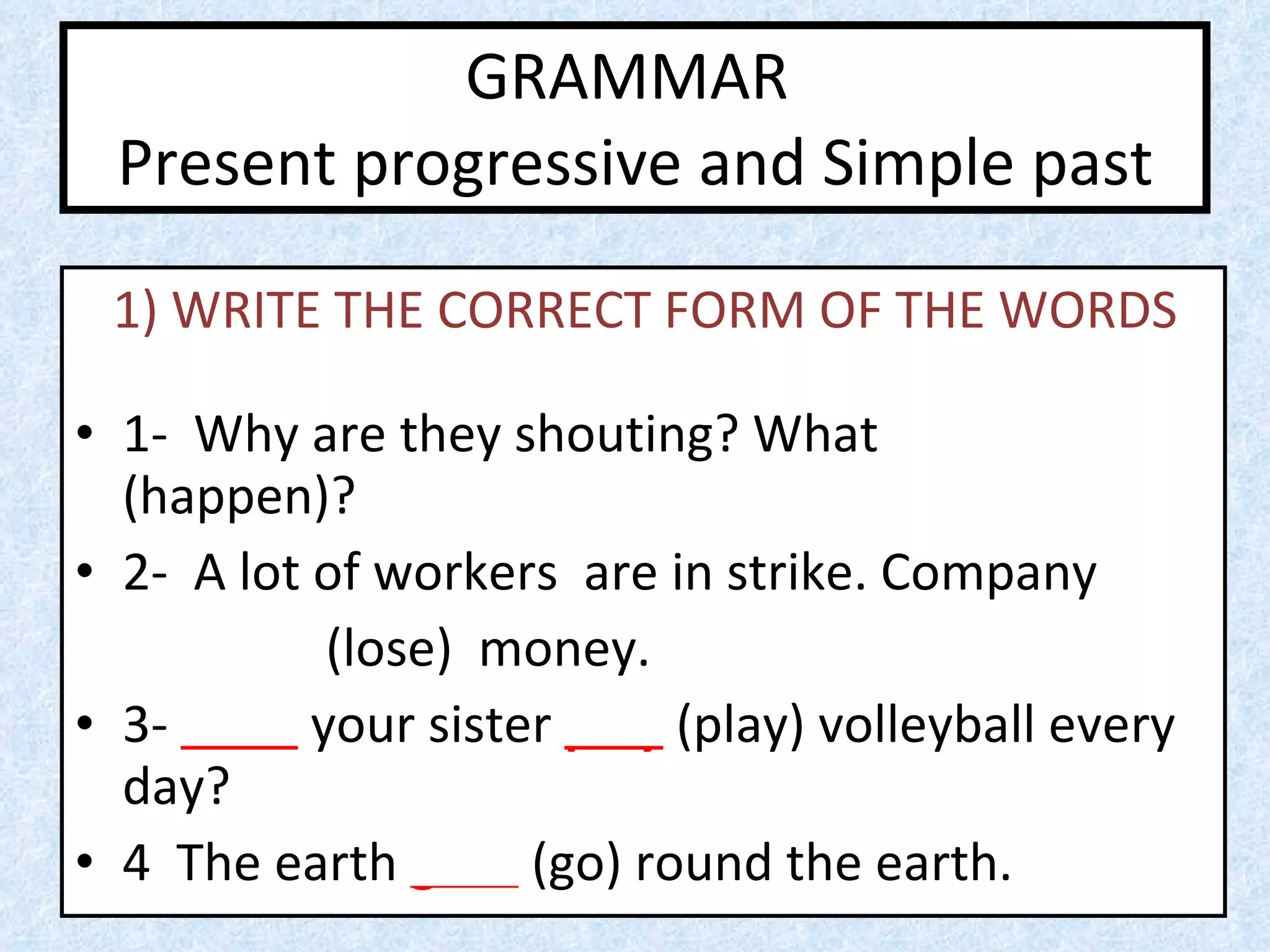 Weather vocabulary/simple present/progressive | PPT