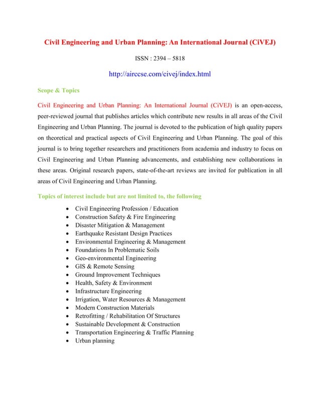 Civil Engineering and Urban Planning: An International Journal (CiVEJ) 2024- CFP.pdf