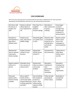 Civic Engagement Lesson Plan (Part 3) | PDF