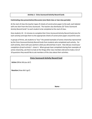 Civic Engagement Lesson Plan (Part 3) | PDF