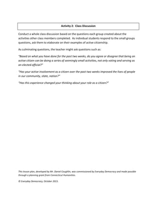 Civic Engagement Lesson Plan (Part 3) | PDF