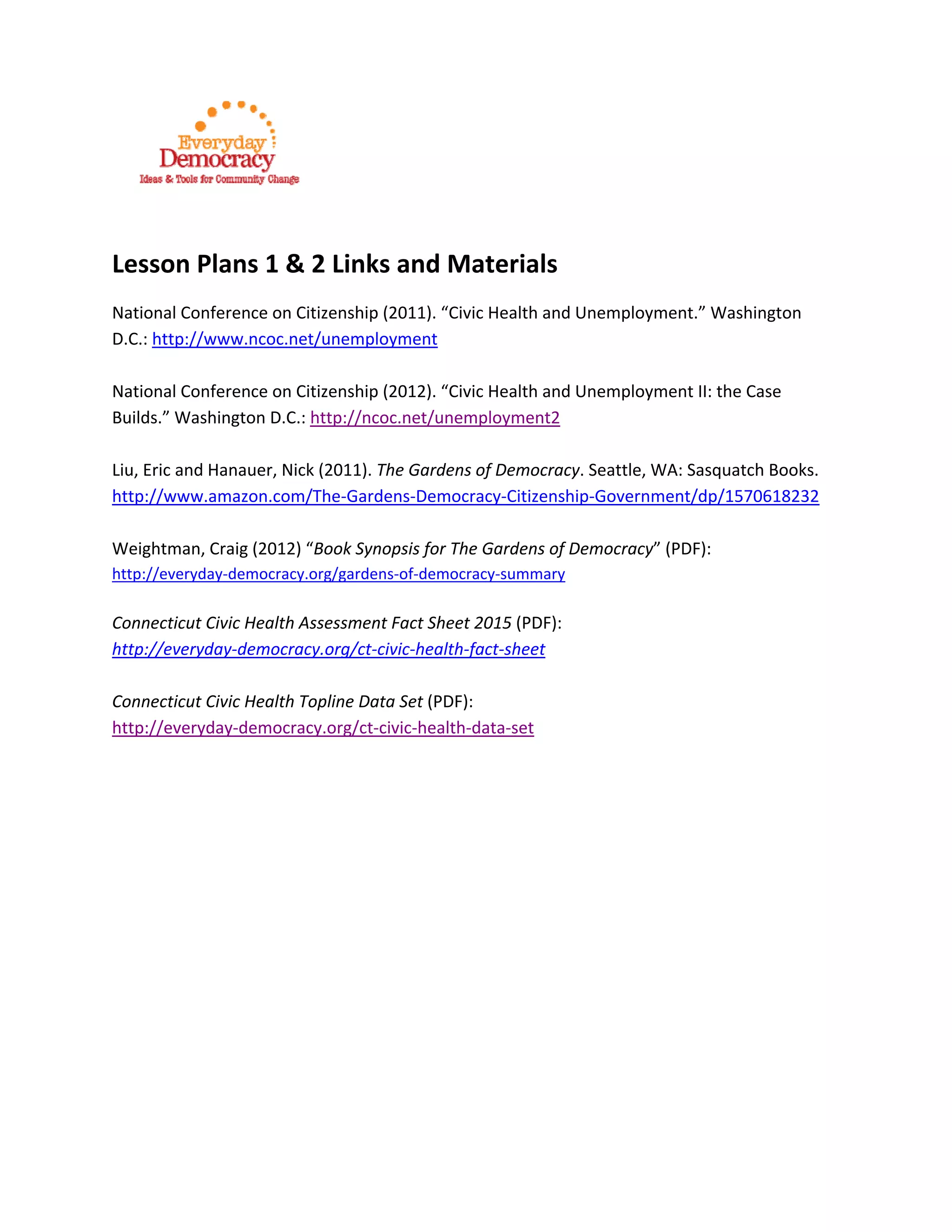 Civic Engagement Lesson Plan (Parts 1 and 2) | PDF