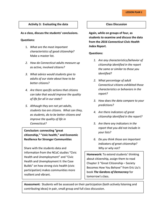 Civic Engagement Lesson Plan (Parts 1 and 2) | PDF | Arts and Crafts ...