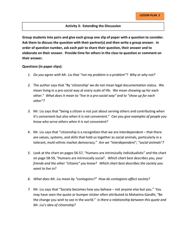 Civic Engagement Lesson Plan (Parts 1 and 2) | PDF | Arts and Crafts ...