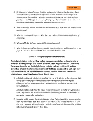 Civic Engagement Lesson Plan (Parts 1 and 2) | PDF