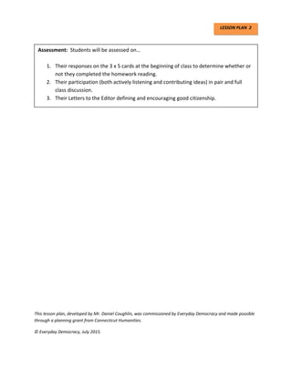 Civic Engagement Lesson Plan (Parts 1 and 2) | PDF