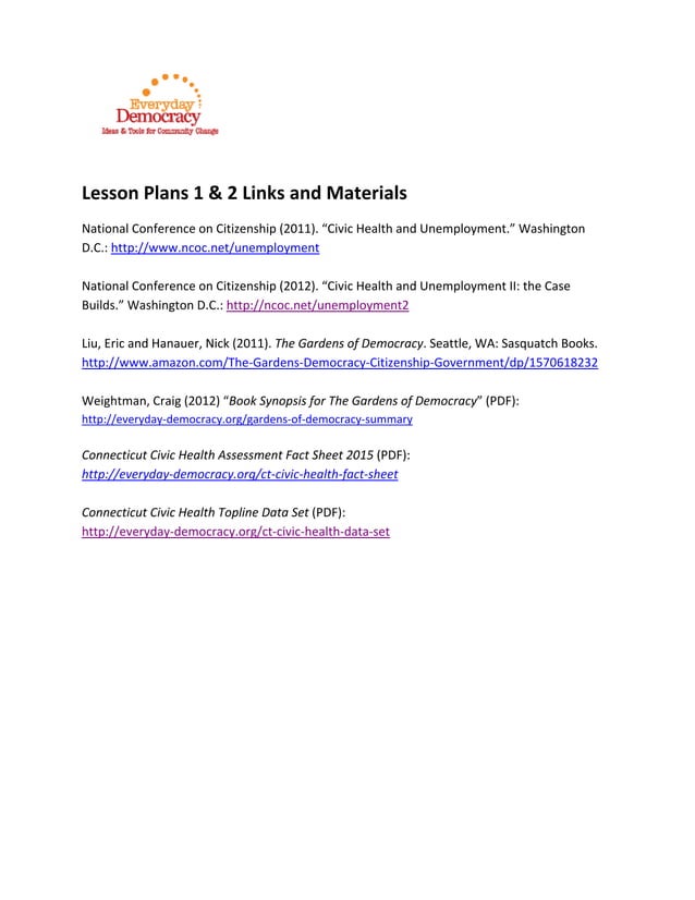 Civic Engagement Lesson Plan (Parts 1 and 2) | PDF | Arts and Crafts ...