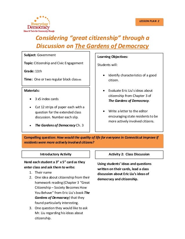 Civic Engagement Lesson Plan (Parts 1 and 2)