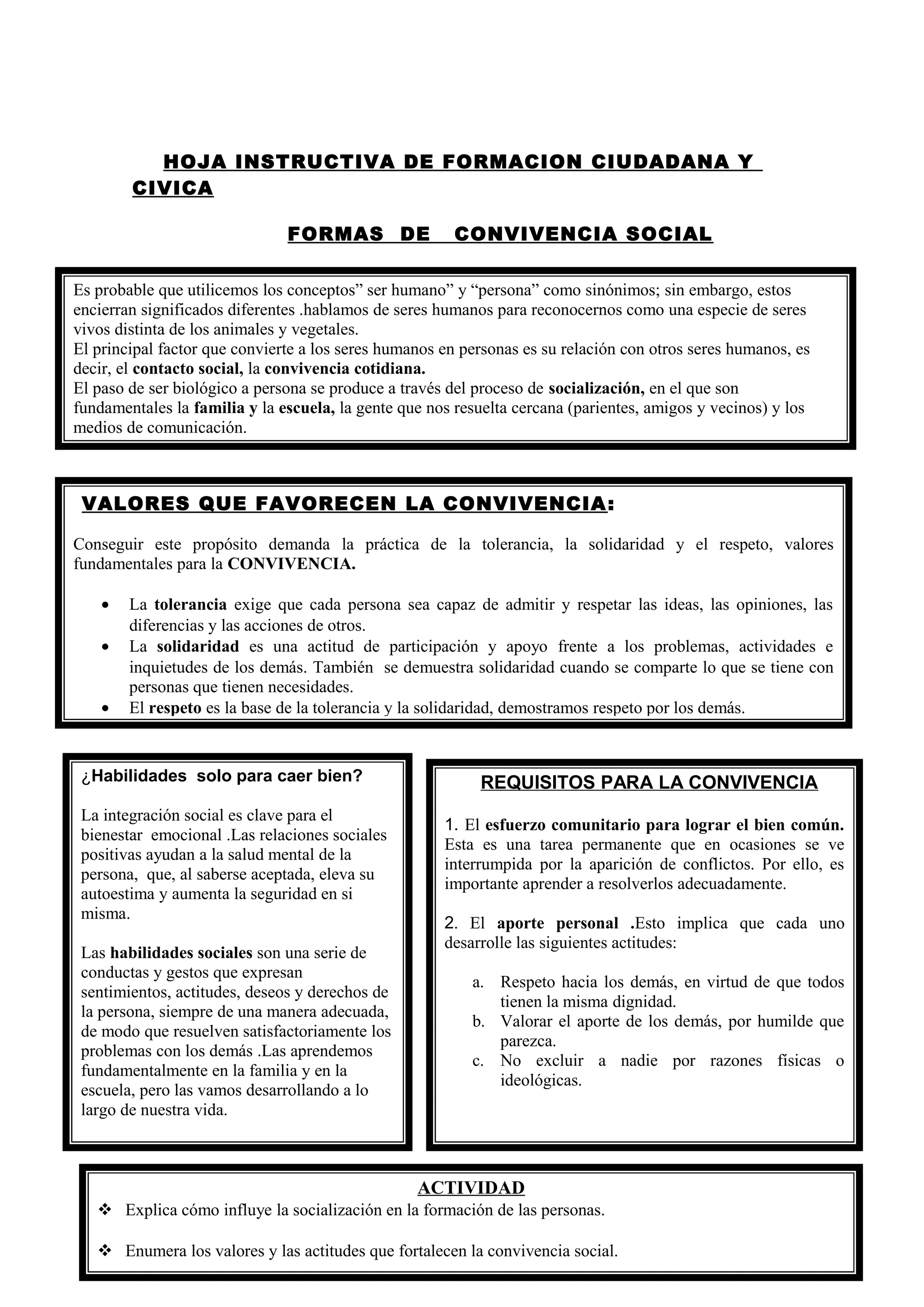 Civica Convivencia Social 1º Pdf